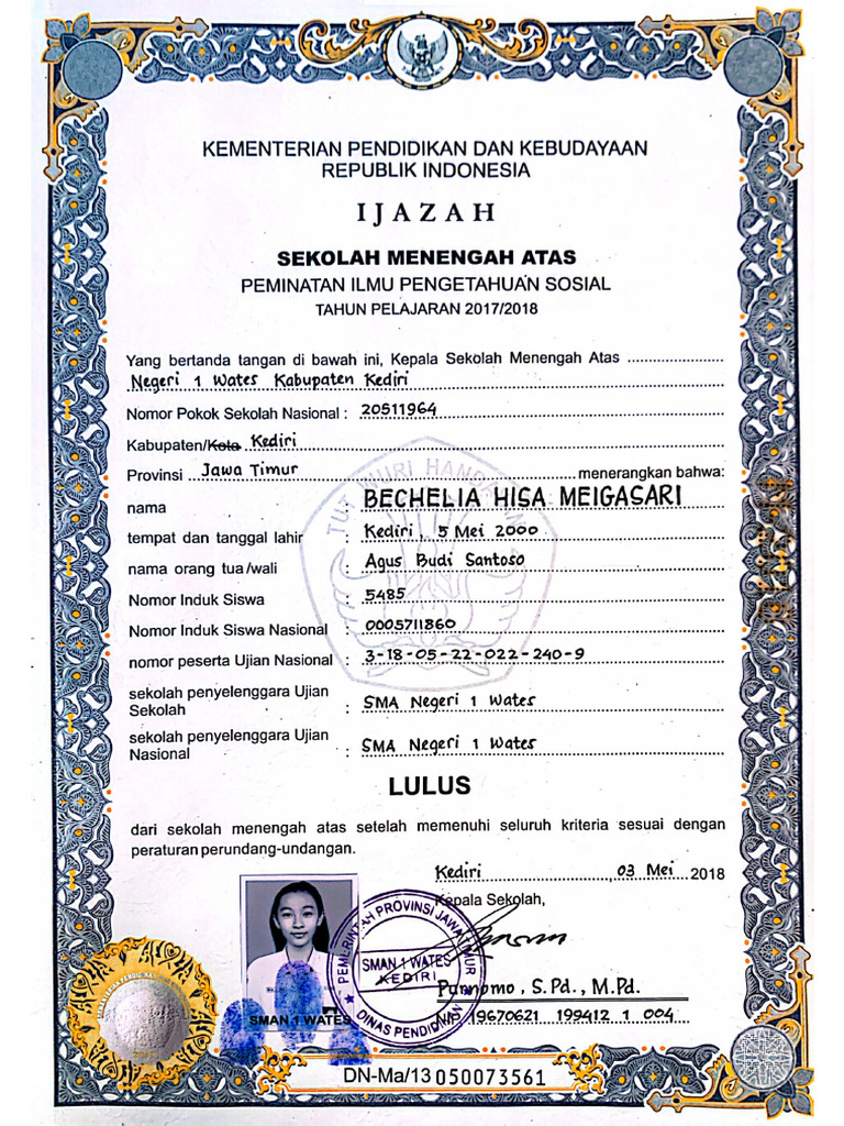 Ijazah SMA | PDF