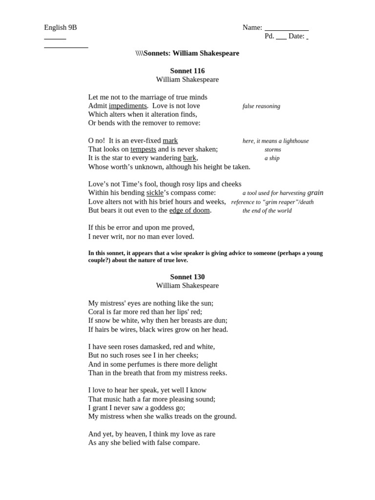 Sonnets - Shakespeare | PDF | Sonnets | Stanzaic Form