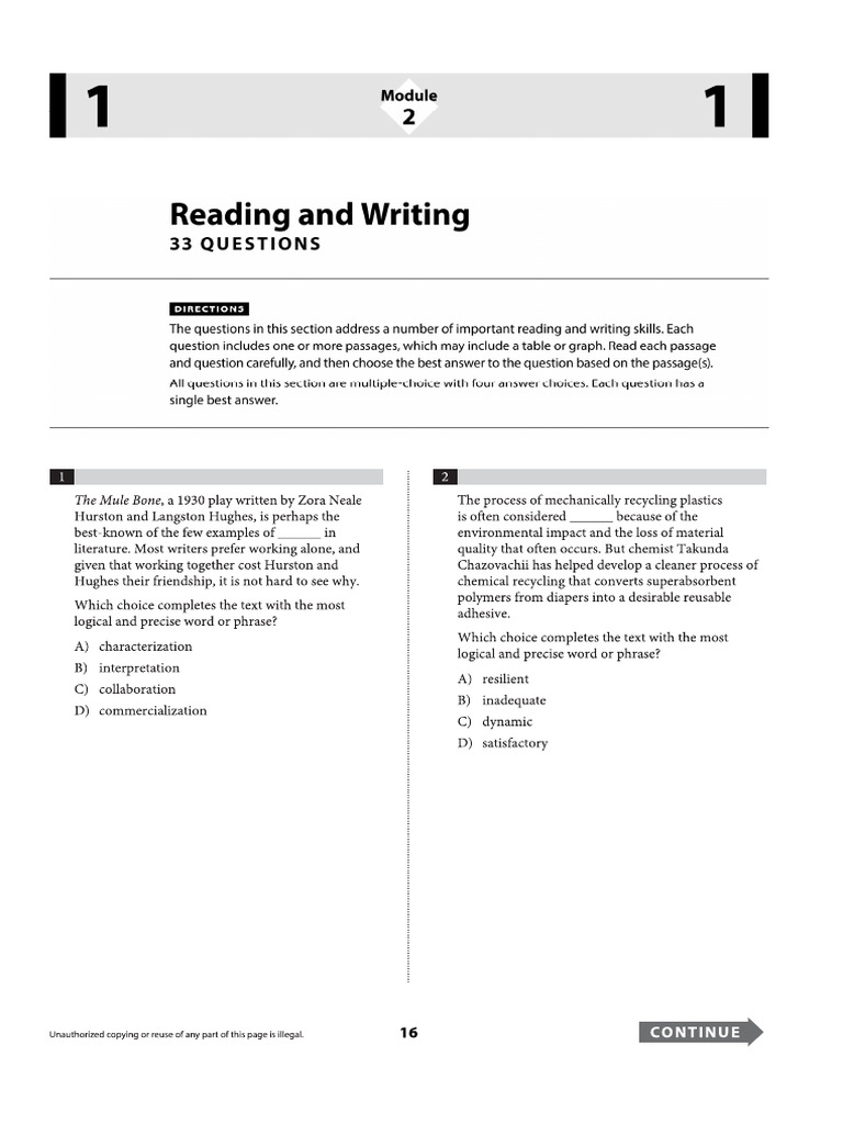 2024 SAT Practice Test 2 - Reading & Writing Module 2 | PDF