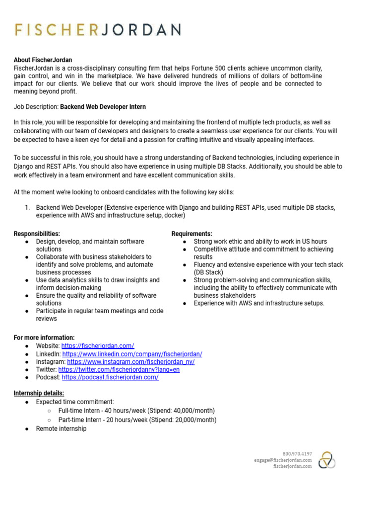 Backend Web Developer JD | PDF | Computing | Information Technology