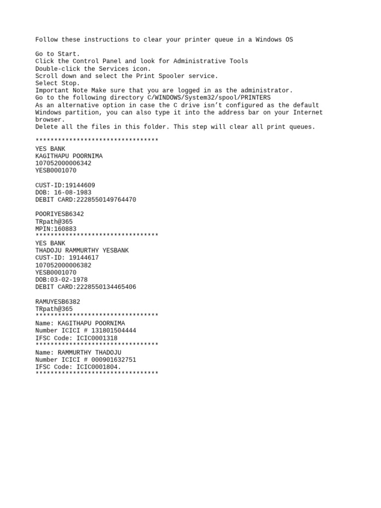Steps To Clear Printer Queue | PDF