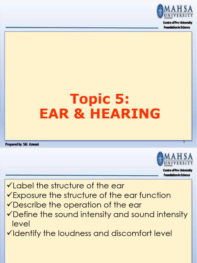 Ear Structure and Hearing Basics | PDF | Ear | Hearing