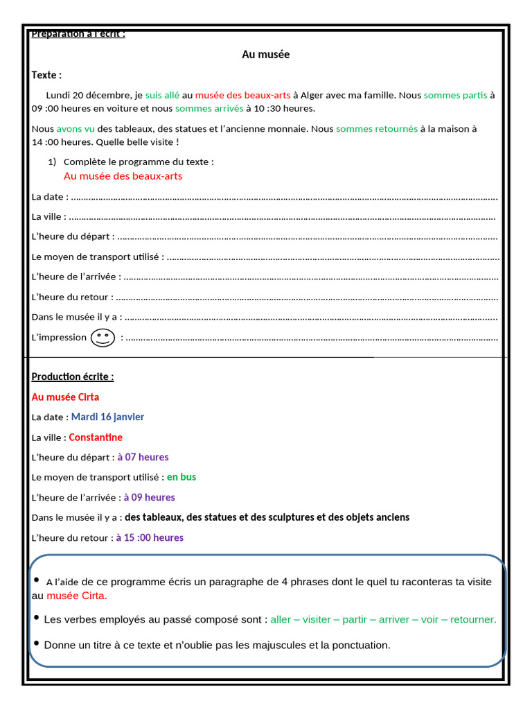 Programme de visite au musée 5AP | PDF