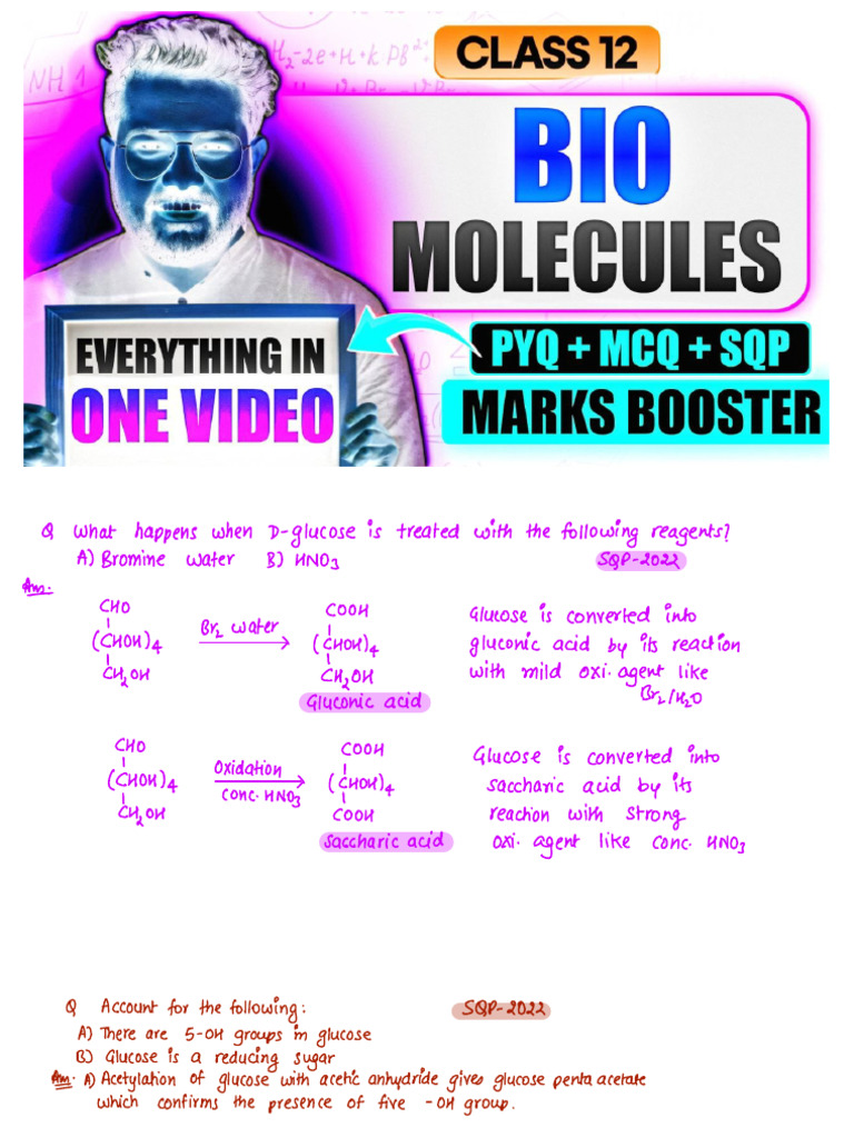 Bio Molecules Mark Booster-Invert | PDF | Hydrolysis | Glucose
