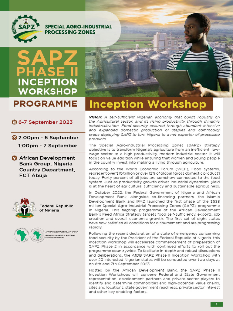 Full Programme - SAPZ Nigeria Phase II Inception Workshop | PDF | Nigeria | Agriculture