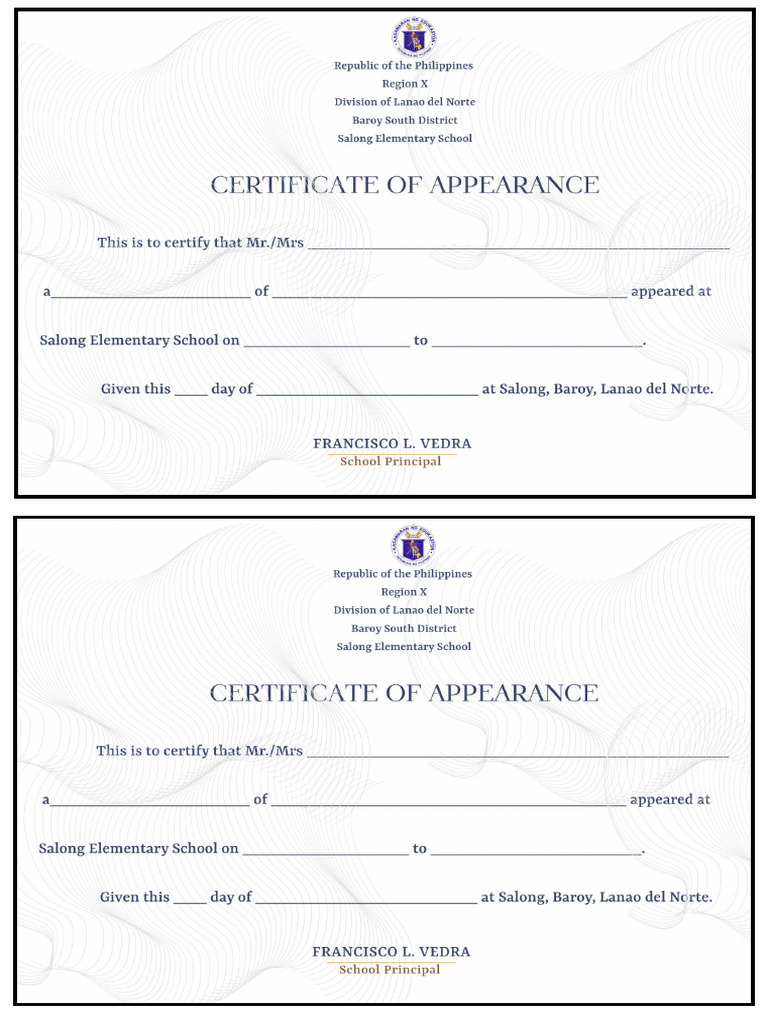 Certificate of Apperance | PDF