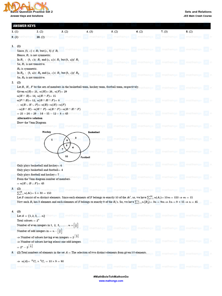 350 Sol - Practice Question Set 2 @IndAlok | PDF | Mathematical Objects ...