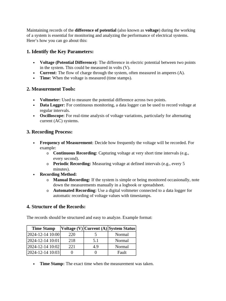 Maintaining Records of The Difference of Potential | PDF | Voltage ...