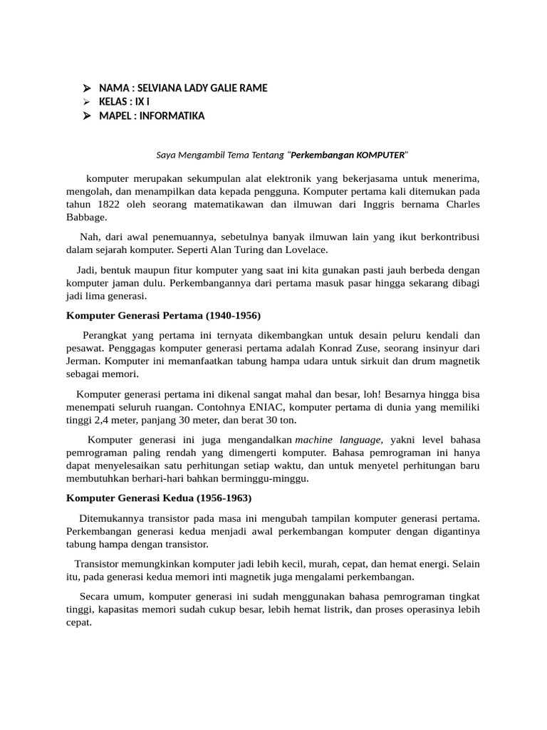 Sejarah dan Evolusi Komputer | PDF