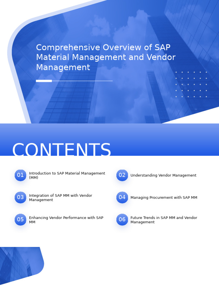 Comprehensive Overview of SAP Material Management and Vendor Management | PDF | Performance ...