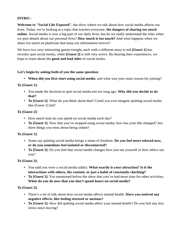 Anglais Debats Reseaux Sociaux | PDF | Psychology