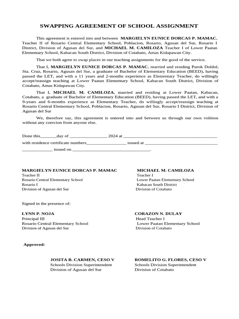 Swapping Agreement | PDF