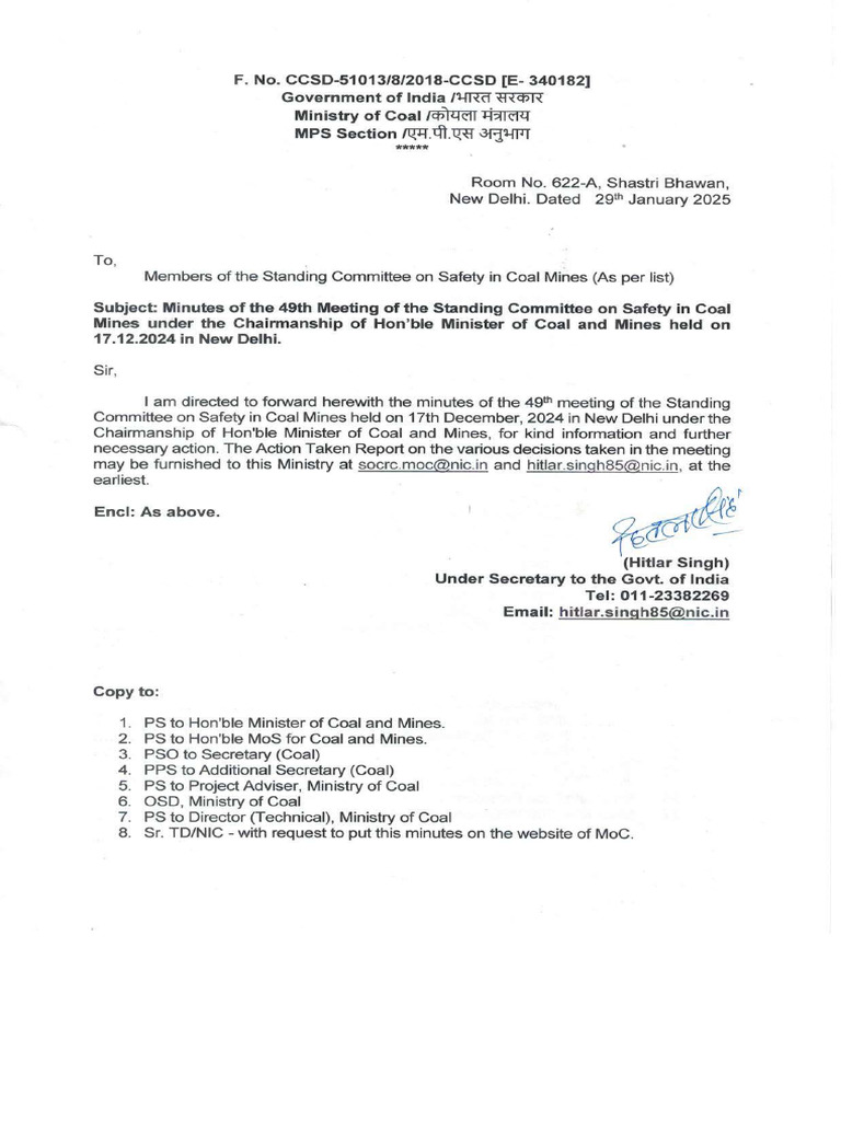 MOC - Safety in Coal Mines - Minutes | PDF | Safety | Occupational ...