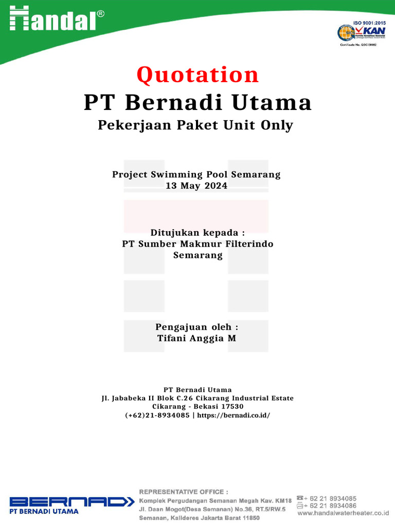 New SPH Handal Project Swimming Pool Semarang | PDF