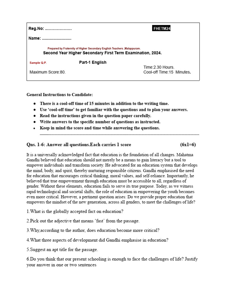 Fhet Sy F Term Sample QP English 270824 | PDF