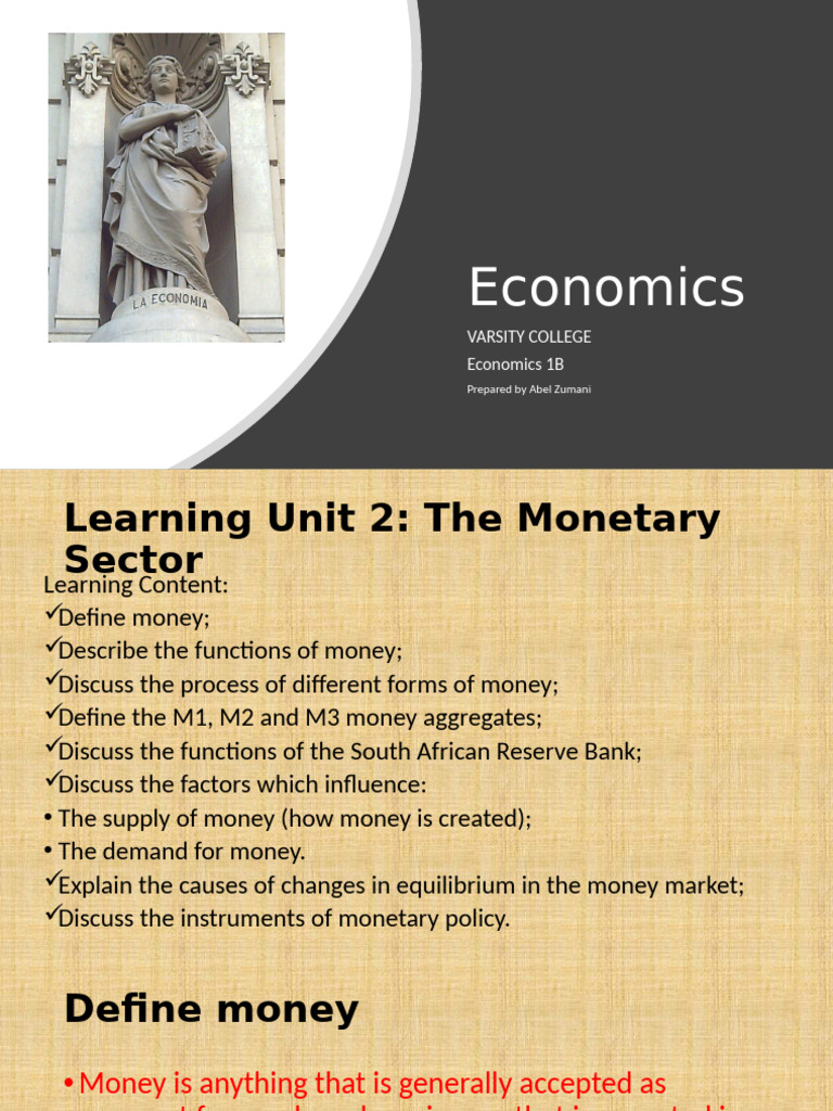 Learning Unit 2-Monetary Sector | PDF | Money | Money Supply