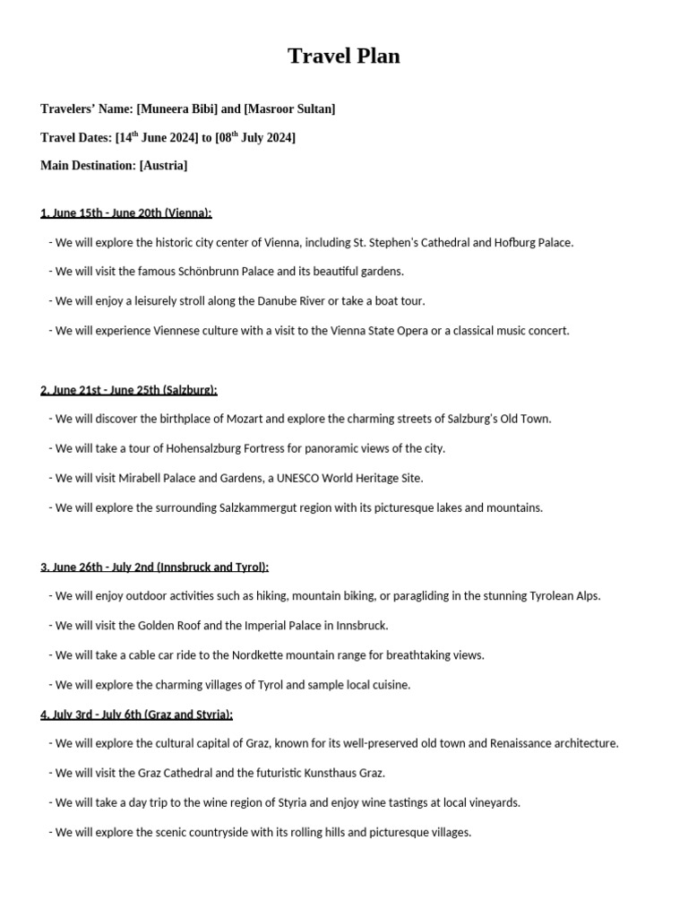 Travel Plan | PDF