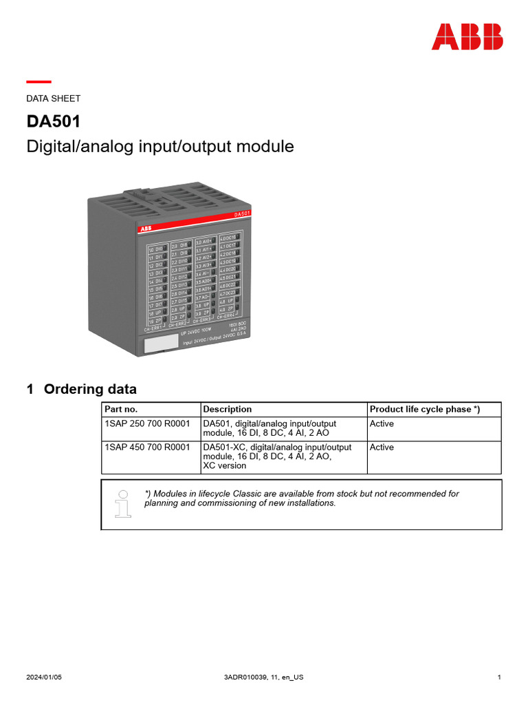 DA501_Data_Sheet | PDF | Power Supply | Alternating Current