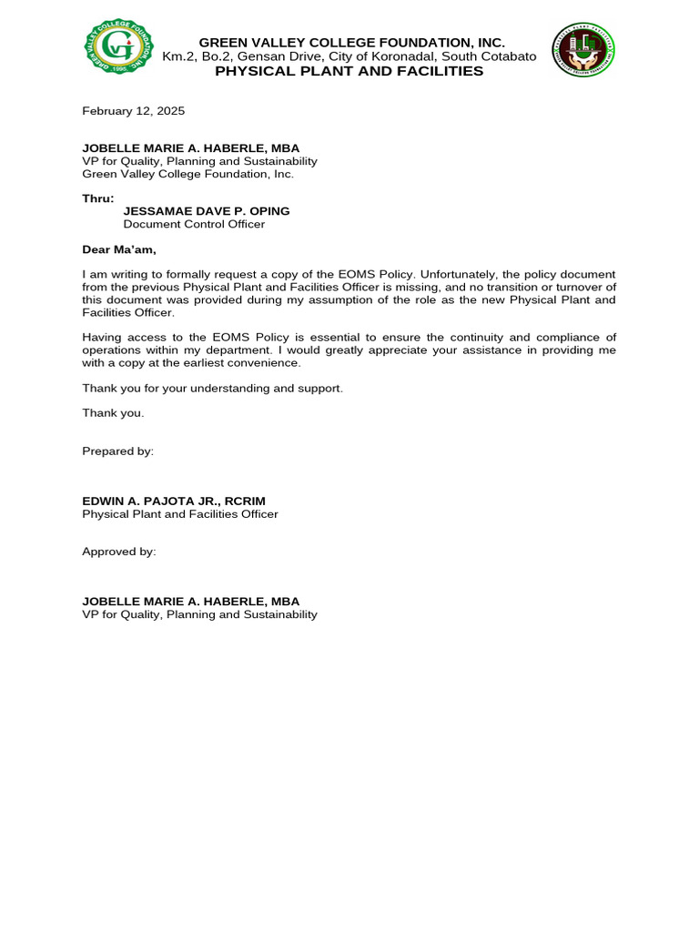 Letter For QPS | PDF