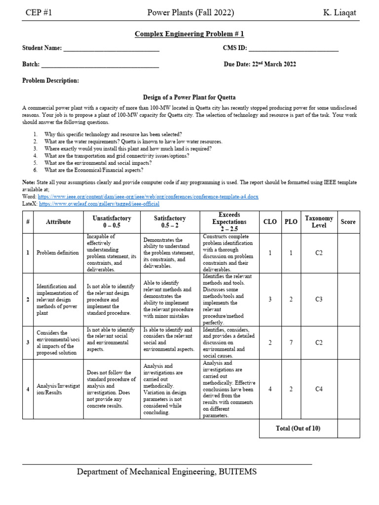 Homework 3 Power Plants CEP | PDF