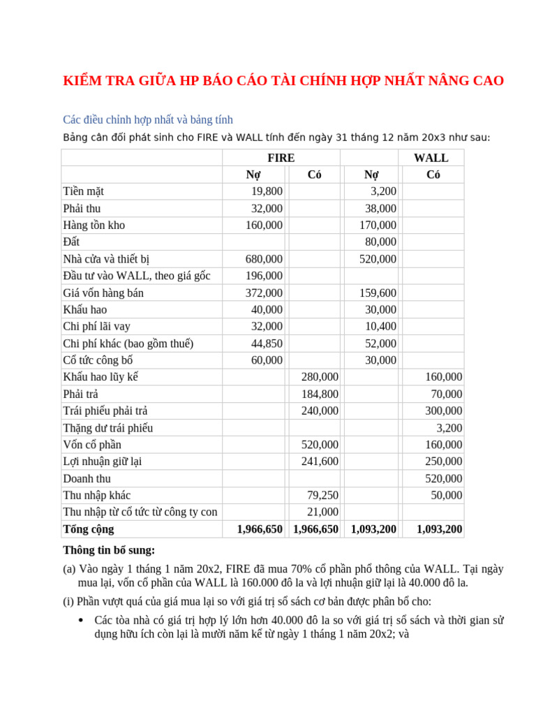 Kiem Tra - BCTC Hop Nhat Nang Cao | PDF