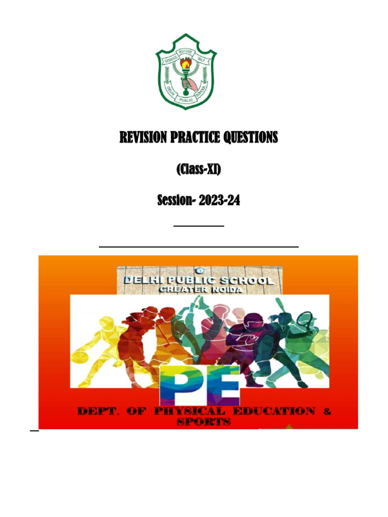 Chapter 5 Class XI DPSGN Ques. Bank 2023-24 | PDF | First Aid | Physical Fitness