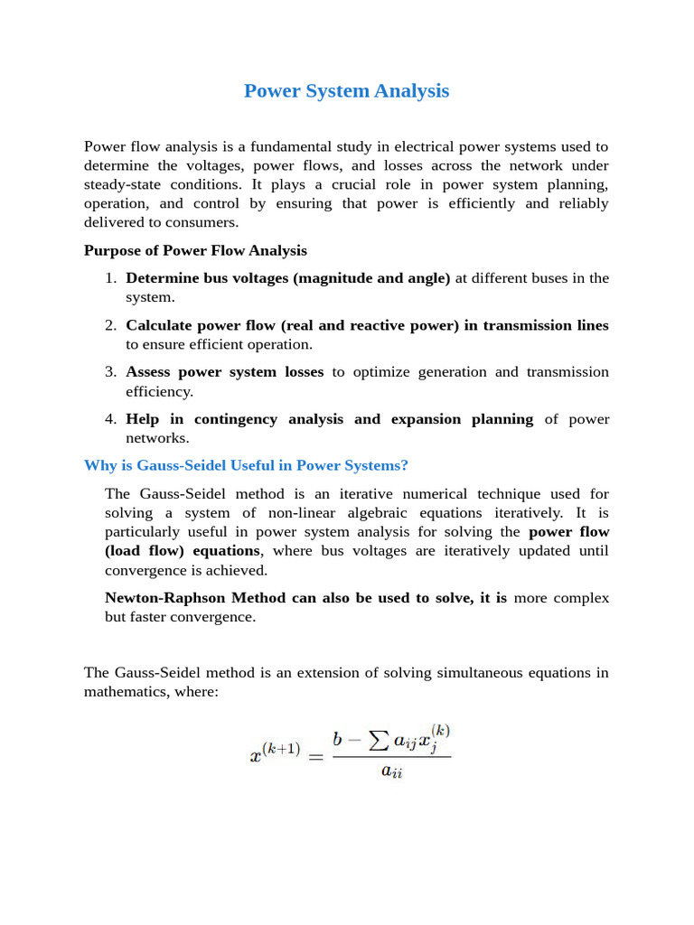 Power Flow Analysis in Electrical Systems | PDF | Electrical ...
