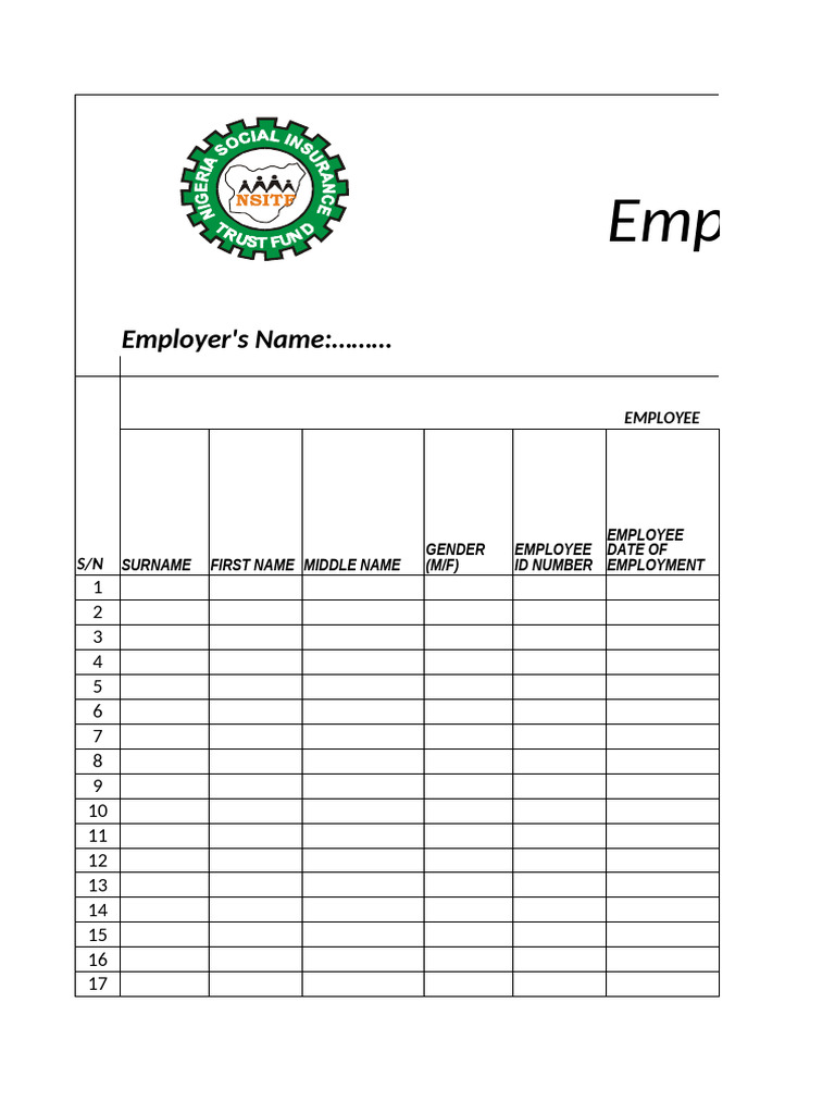NSITF Employee Payment Schedule Form | PDF
