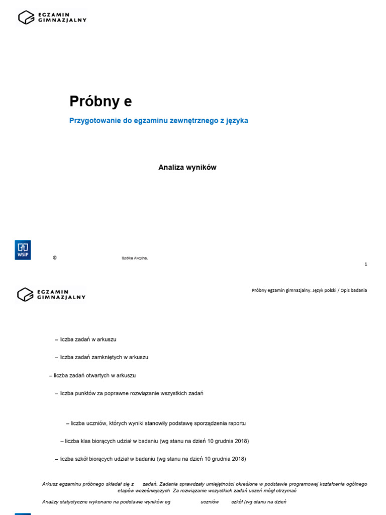 Raport Próbny Egzamin Gim KL3 Xi 2018 Pol | PDF