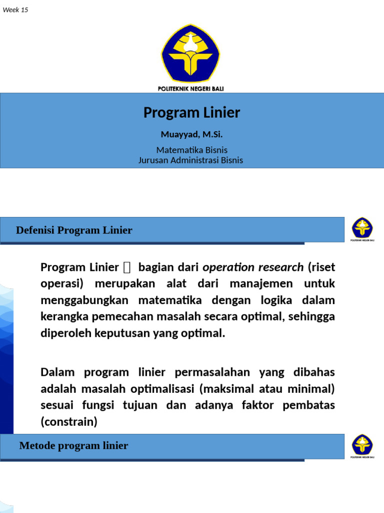 Program Linier W15 | PDF