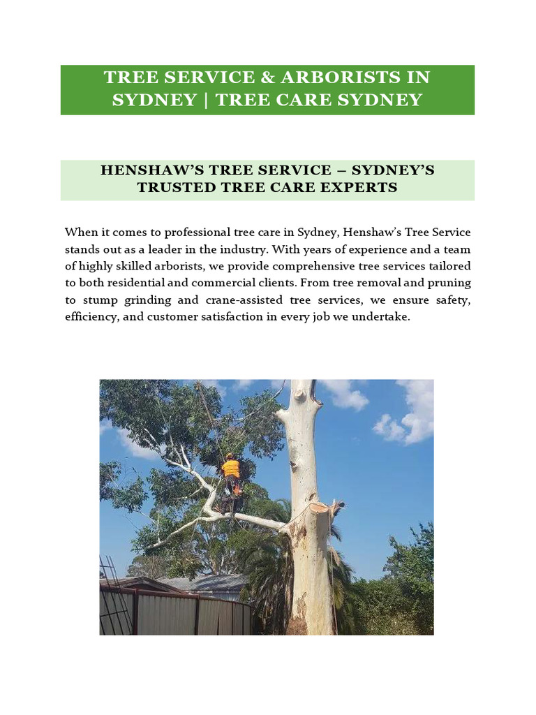 Tree Service & Arborists in Sydney - Tree Care Sydney | PDF | Pruning | Mulch