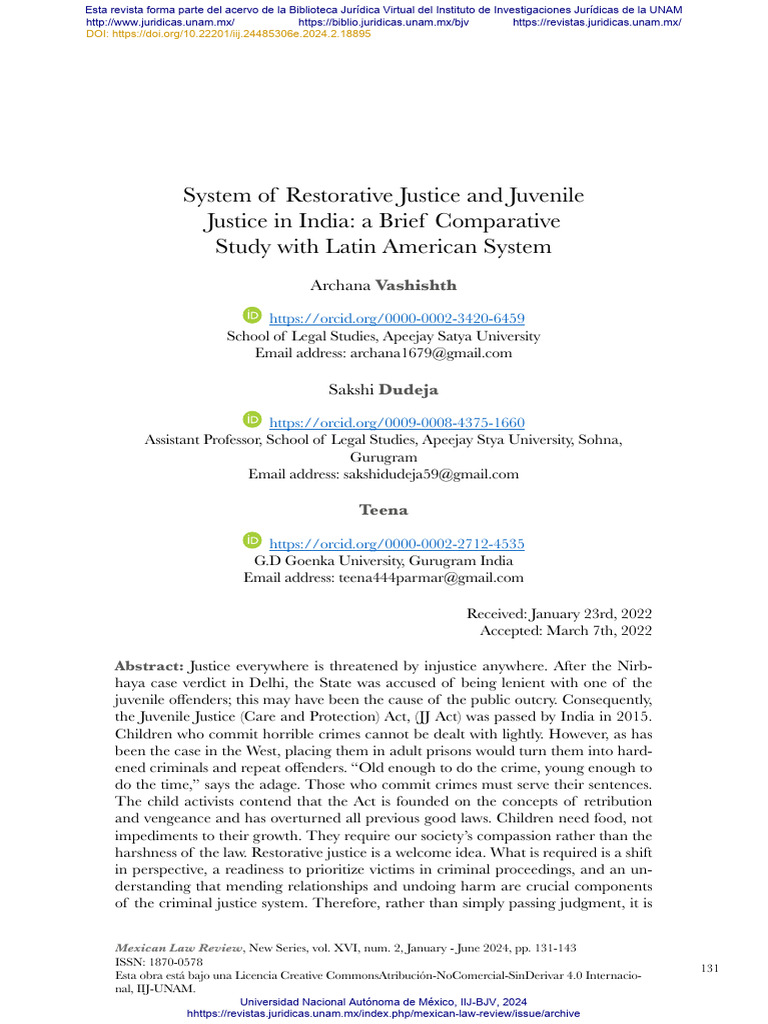 System of Restorative Justice and Juvenile Justice | PDF | Restorative Justice | Crimes