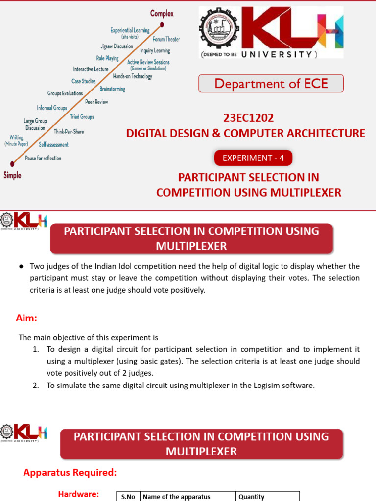 Exp 04 Participant Selection in Competition Using Multiplexer | PDF | Logic Gate | Electrical ...