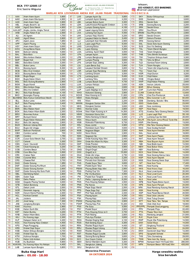 DTR-HARGA - 04 OKTOBER 2024.xlsx - Daftar Harga | PDF