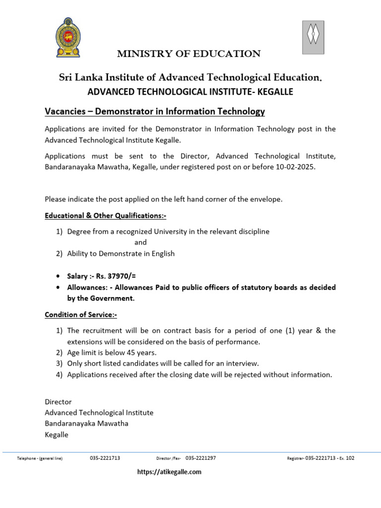 IT Demonstrator Job Opening | PDF