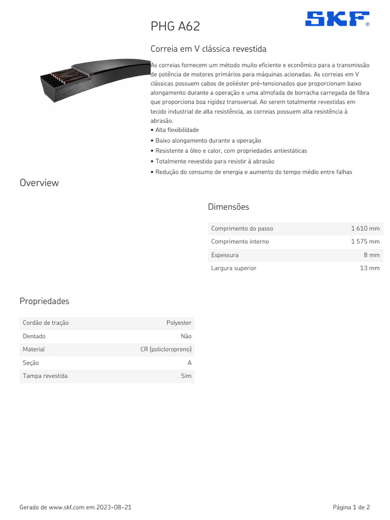 Correia em V Clássica PHG A62: Características | PDF | Software de ...