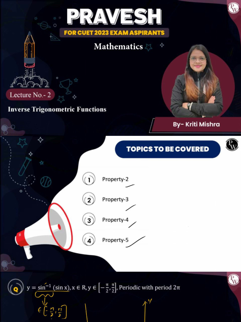 Inverse Trigonometric Functions 02 - Class Notes - Pravesh CUET 2023 ...