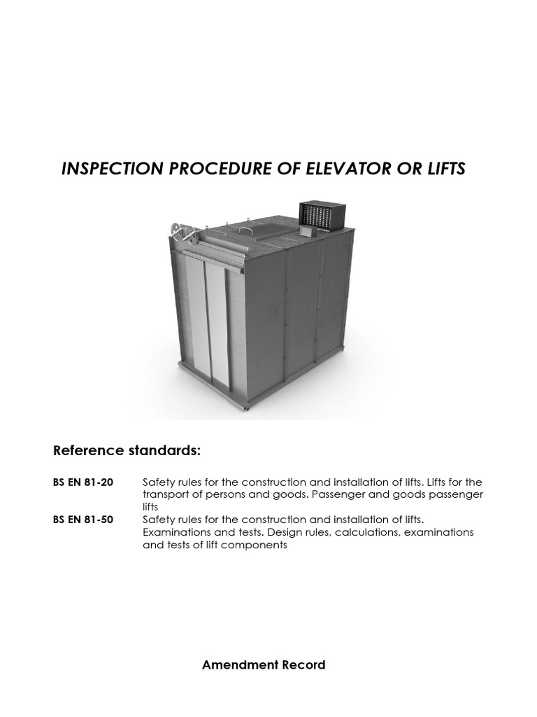 Inspection Procedure of Elevator or Lifts | PDF | Elevator | Safety