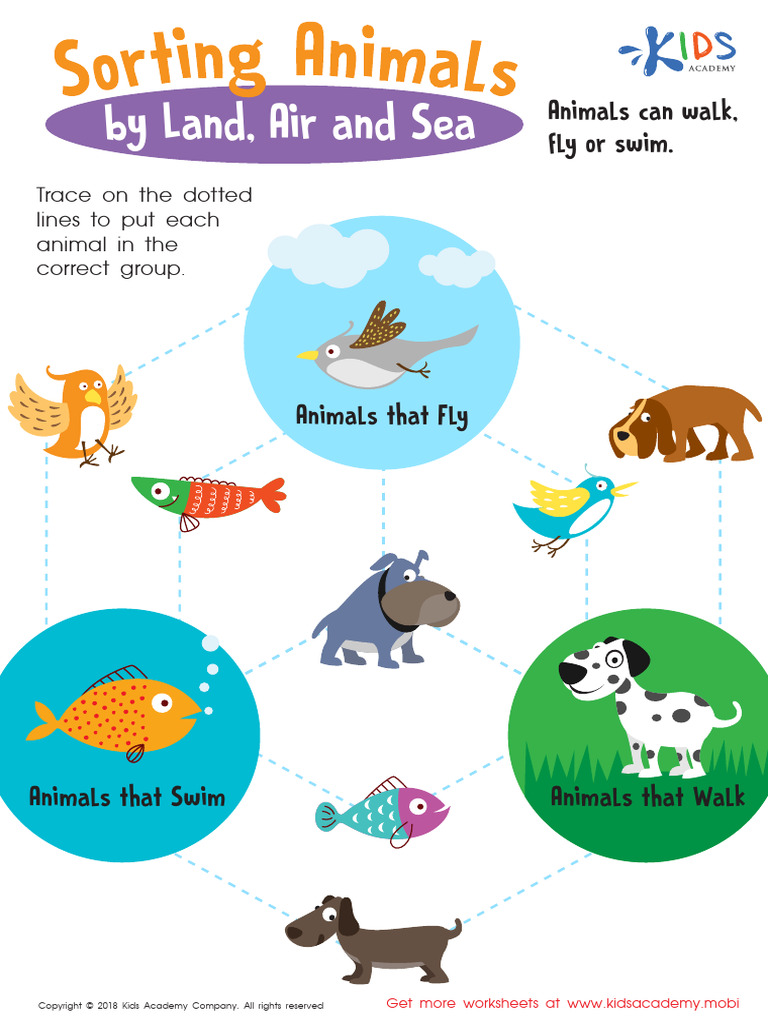 Sorting Animals by Land Air and Sea Worksheet | PDF