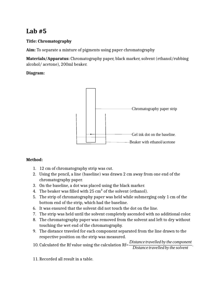 Chemistry Lab 5 and 6 Corrected and Completed | PDF | Chromatography ...