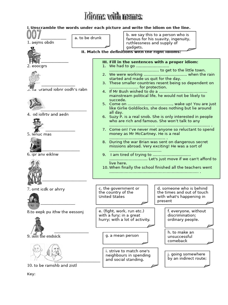 1A Idioms With Names Fun Activities Games 526 | PDF