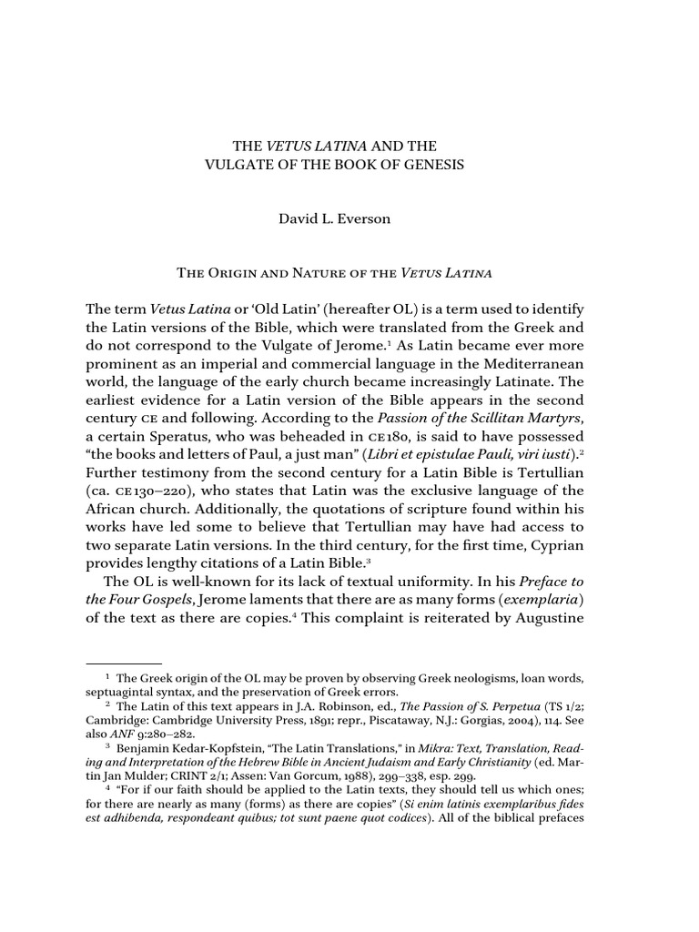 Everson 2012 Vetus Genesis | PDF | Septuagint | Bible