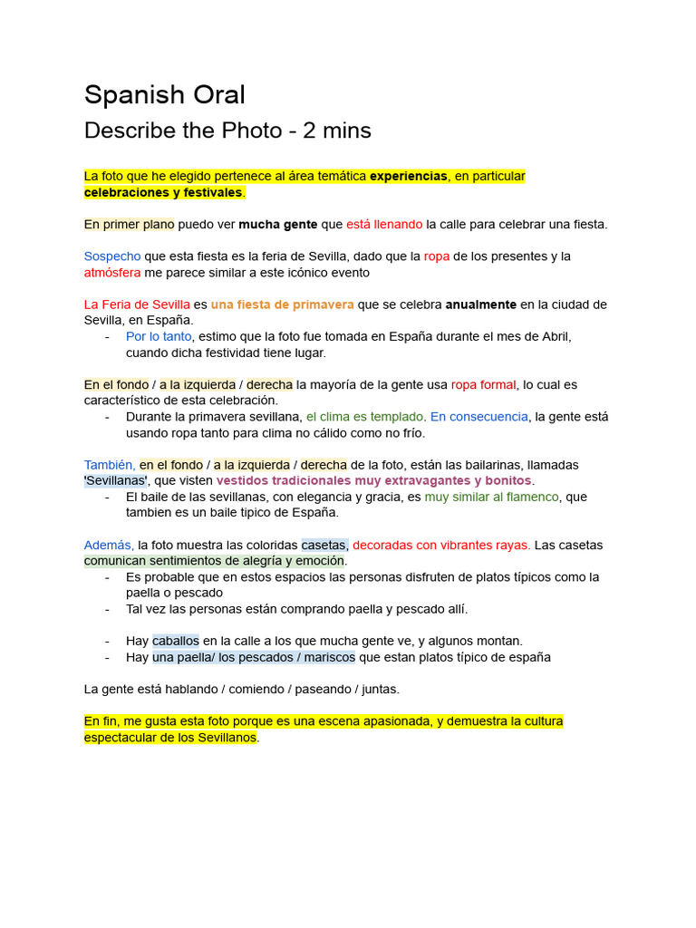 IBDP Spanish Ab Initio Oral Script Example | PDF | Sevilla | Enfermería