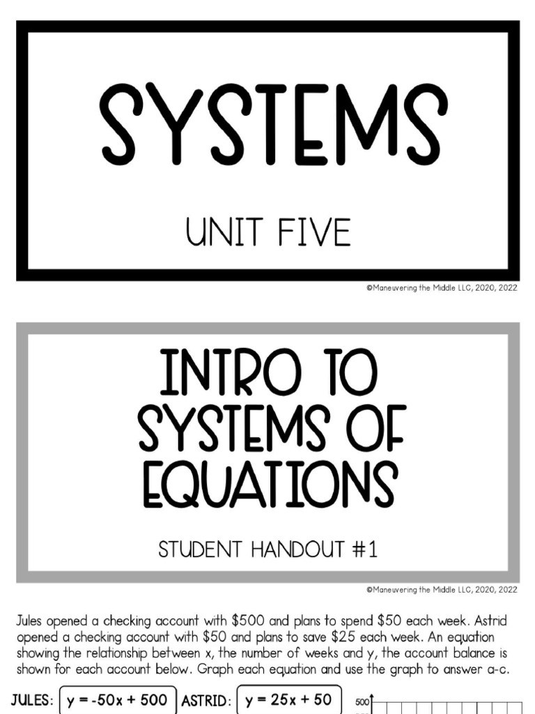 SH1-Intro To Systems of Equations | PDF