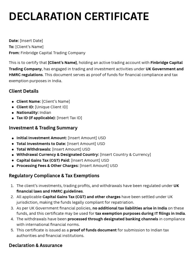 Declaration Certificate | PDF