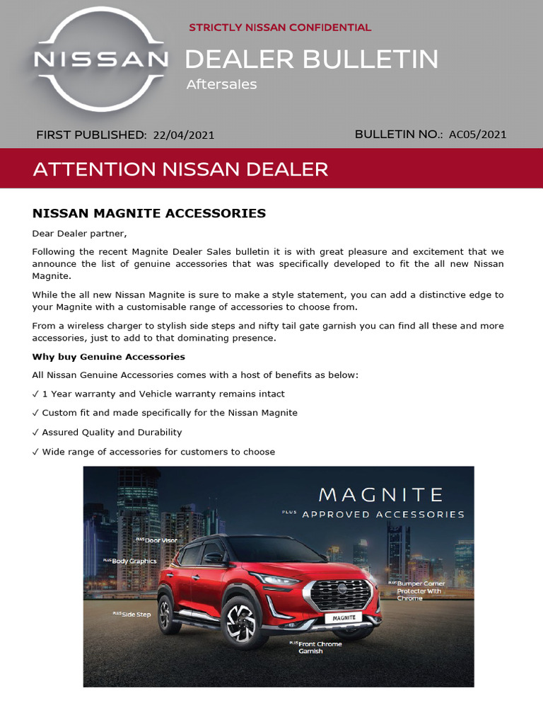 Nissan Magnite Genuine Accessories Guide | PDF | Motor Vehicle