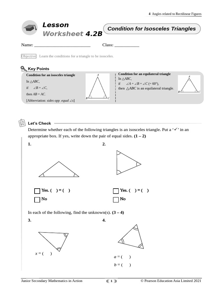 F.3 Mathematics Ex. Condition of Isosceles Triangle | PDF | Triangle ...