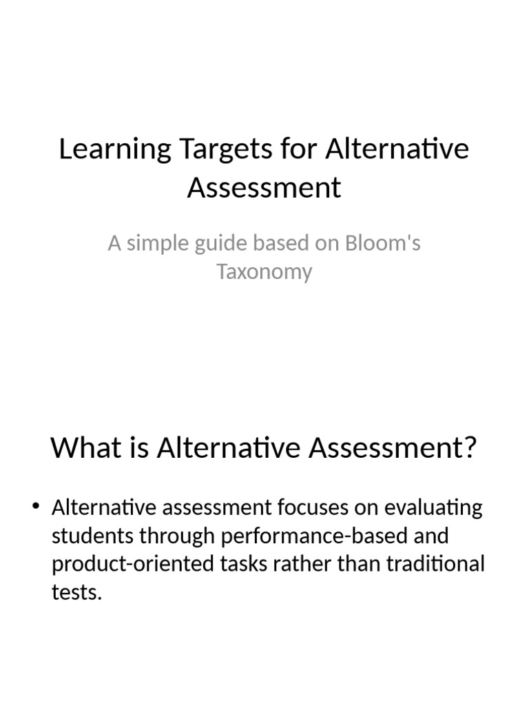 Alternative Assessment Guide | PDF | Learning | Educational Assessment