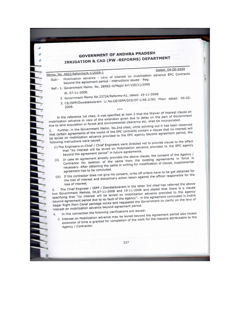 MBA EPC Works Irr Memo 4607 DT 4.8.2009 | PDF