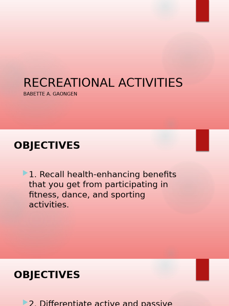 Recreational Activities | PDF | Recreation | Outdoor Recreation